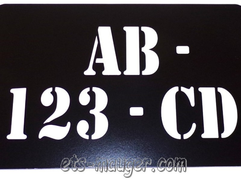 Ets Mauger - Plaque immatriculation 210 mm x 130 mm alu noir vintage