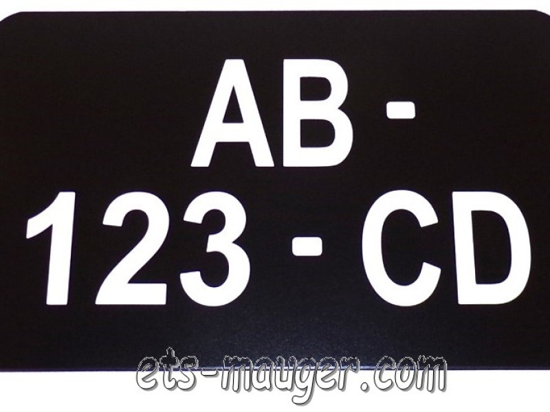 Ets Mauger - Plaque immatriculation 210 mm x 130 mm alu noir standard